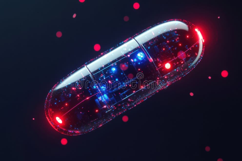 Futuristic Glowing Capsule stock image. Image of nanotechnology - 382322169
