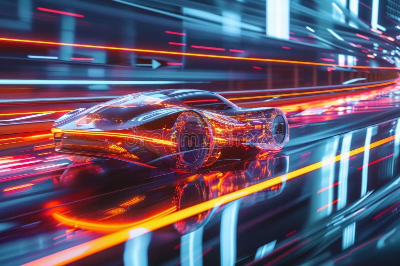 Glowing Car Made of 3d Triangular Polygons Stock Image - Image of ...