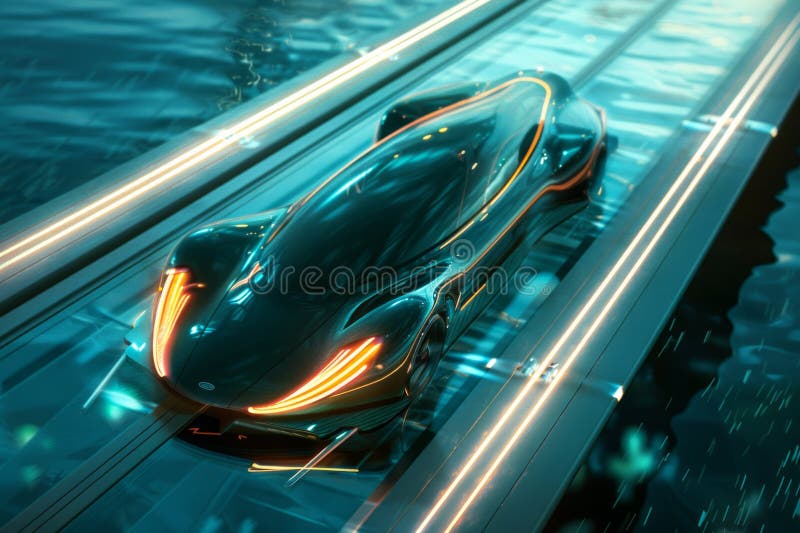 Glowing Car Made of 3d Triangular Polygons Stock Photo - Image of ...