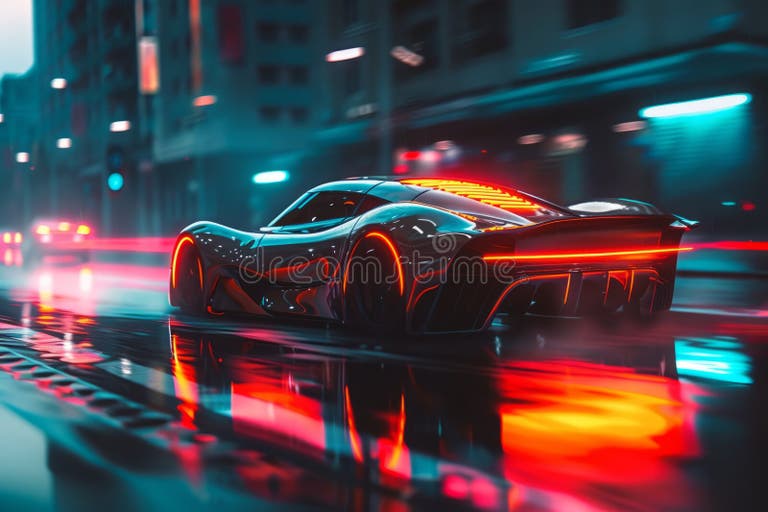 Glowing Car Made of 3d Triangular Polygons Stock Illustration ...