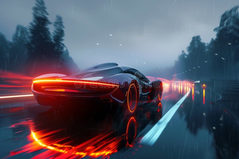 Glowing Car Made of 3d Triangular Polygons Stock Illustration ...