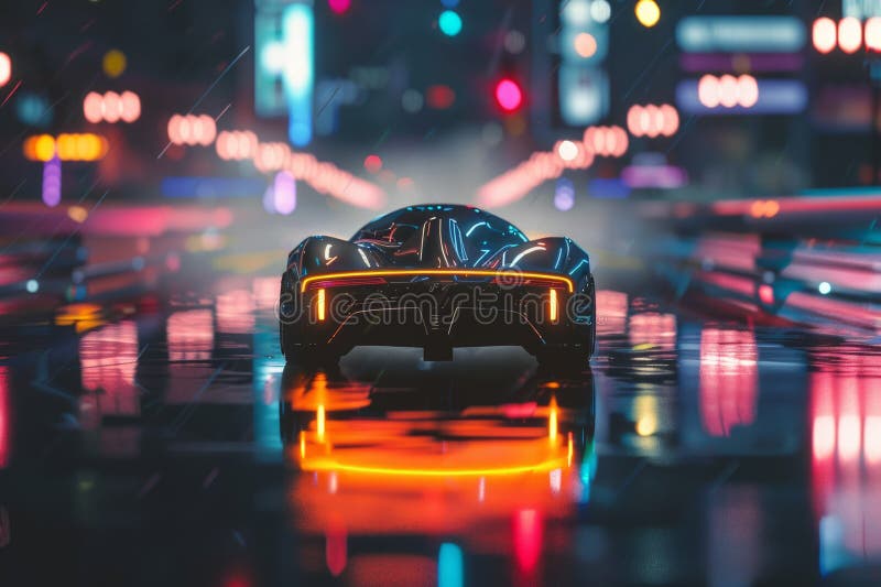 Glowing Car Made of 3d Triangular Polygons Stock Image - Image of ...