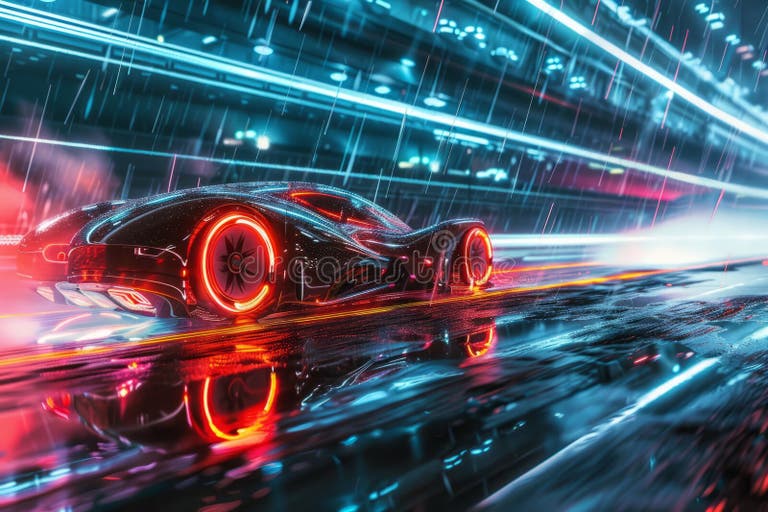 Glowing Car Made of 3d Triangular Polygons Stock Photo - Image of ...