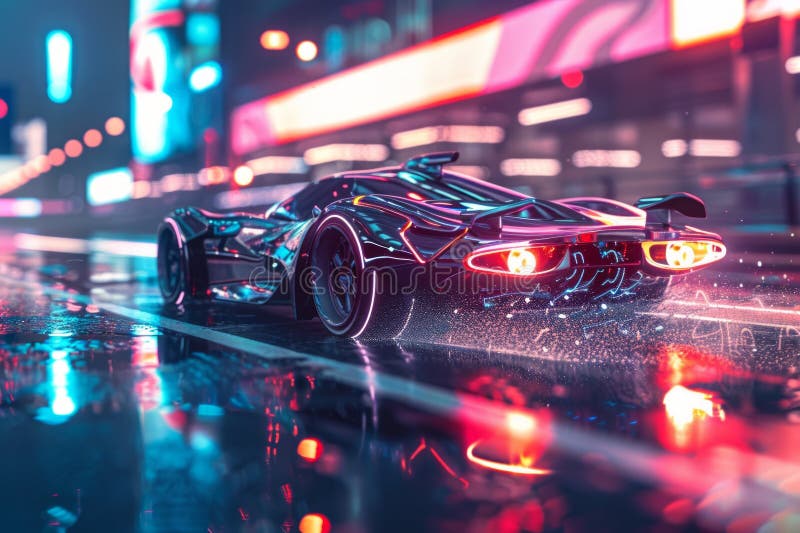 Glowing Car Made of 3d Triangular Polygons Stock Photo - Image of ...