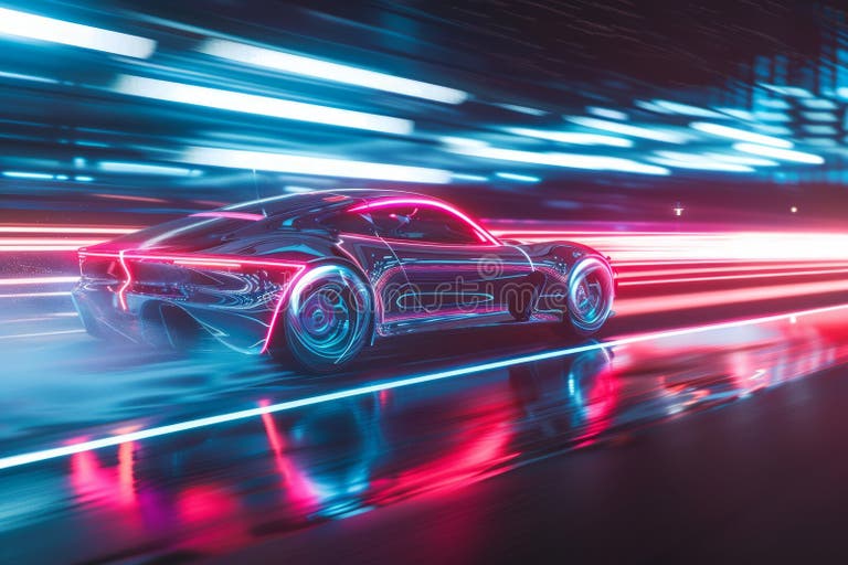 Glowing Car Made of 3d Triangular Polygons Stock Image - Image of ...