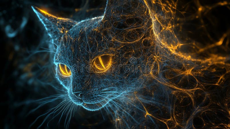 Futuristic Glowing Cat in AI-generated Digital Art with Vibrant Lights ...