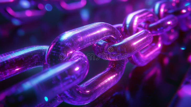 Futuristic Glowing Chain, Abstract Digital Design. Technology and ...