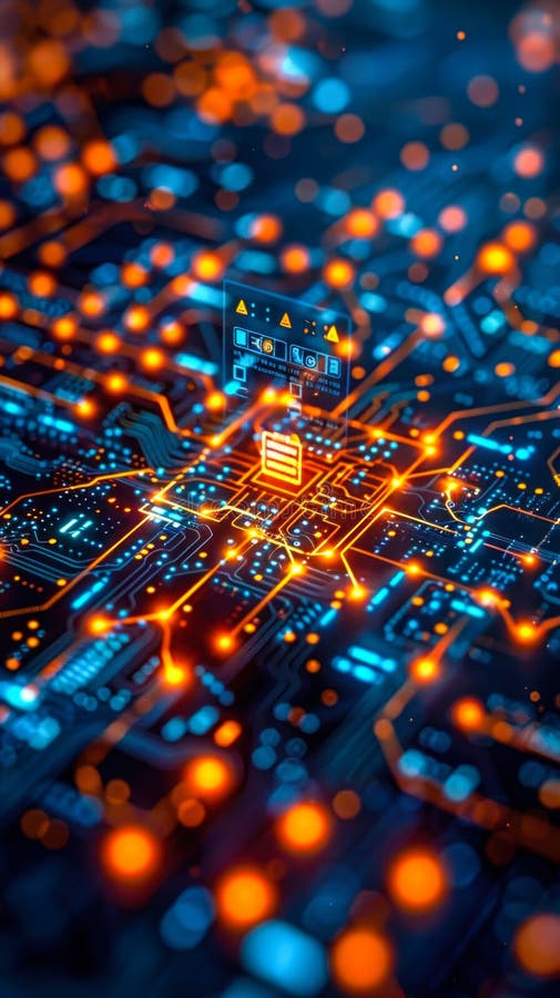 Futuristic Glowing Circuit Board with Advanced Technology and Data ...