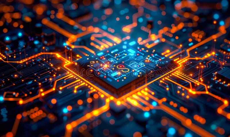 Futuristic Glowing Circuit Board with Advanced Technology and Data ...