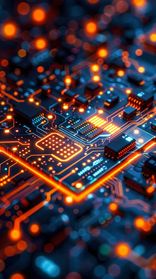 Futuristic Glowing Circuit Board with Advanced Technology and Data ...