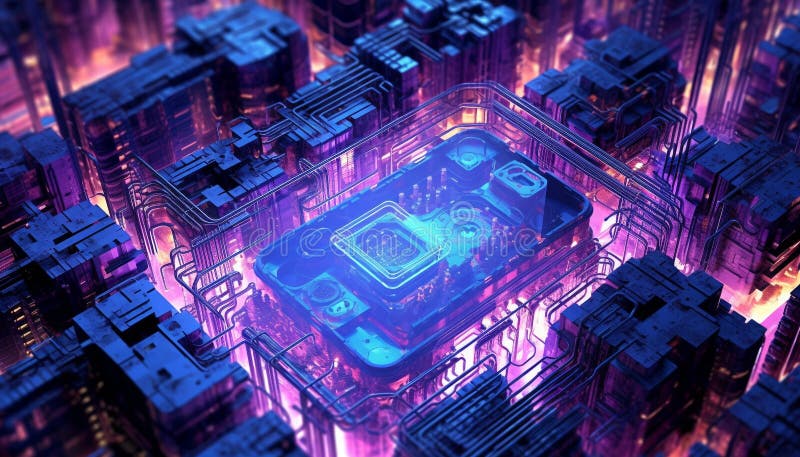 Futuristic Glowing Circuit Board Connects Complex Computer Network for ...