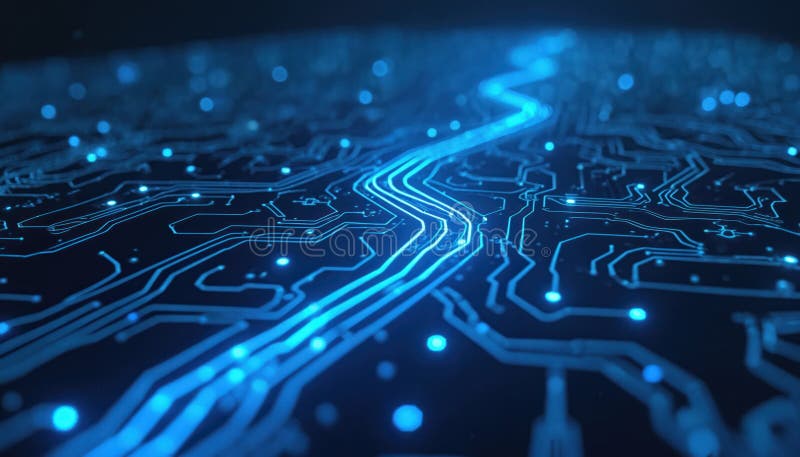 Futuristic Glowing Circuit Board Featuring Illuminated Pathways ...