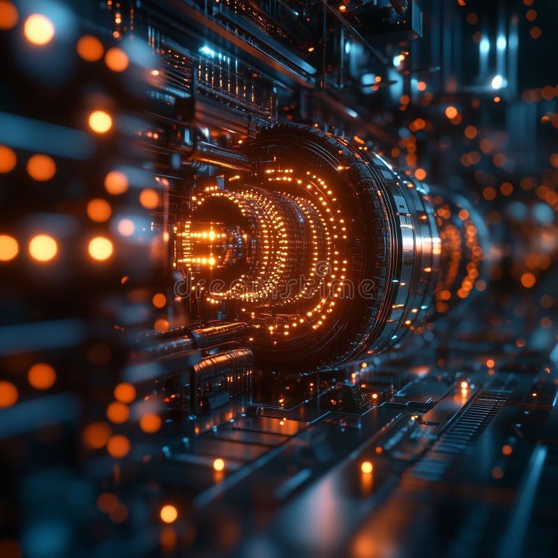 Futuristic Glowing Circuit Board with Sci-fi Elements Stock Image ...