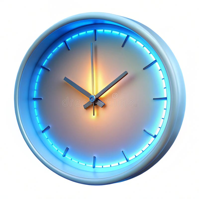 Floating Glowing Clock with Animated Hands Stock Illustration ...