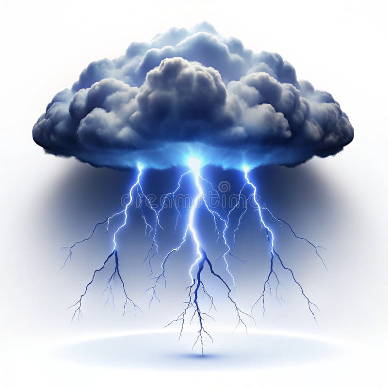 Floating Glowing Cloud with Animated Lightning Bolts Stock Illustration ...