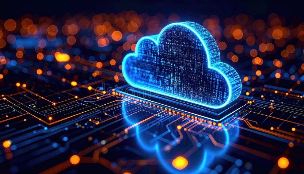 Futuristic Glowing Cloud Representing Cloud Computing, Data Storage, AI ...