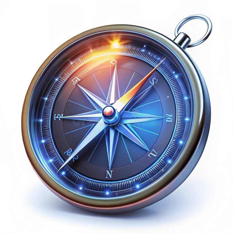 Glowing Compass with Floating Magnetic Needles Stock Illustration ...
