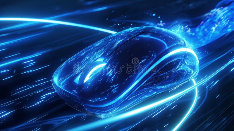 Futuristic Glowing Computer Mouse Stock Photo - Image of neon, fast ...