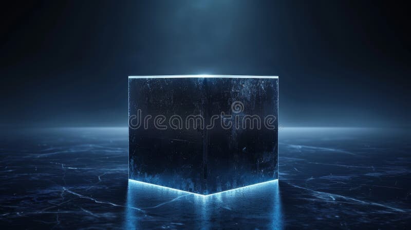 A Futuristic Glowing Cube in a Dark Atmospheric Environment, Showcasing ...
