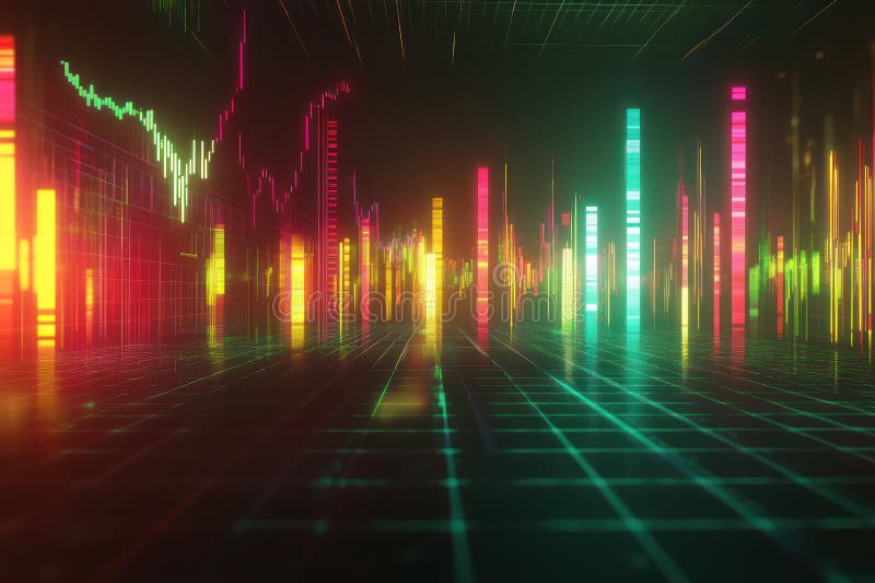 Cyberpunk 3D Grid Visualizing Digital Data in Motion Stock Image ...
