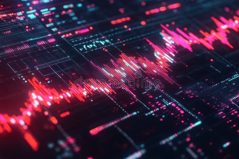 Cyberpunk 3D Grid Visualizing Digital Data in Motion Stock Image ...
