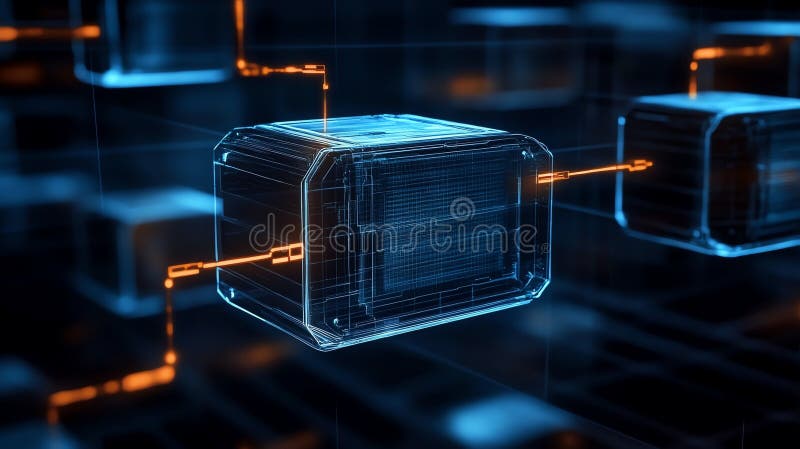 Futuristic Glowing Data Blocks with Connections in a Digital Space ...