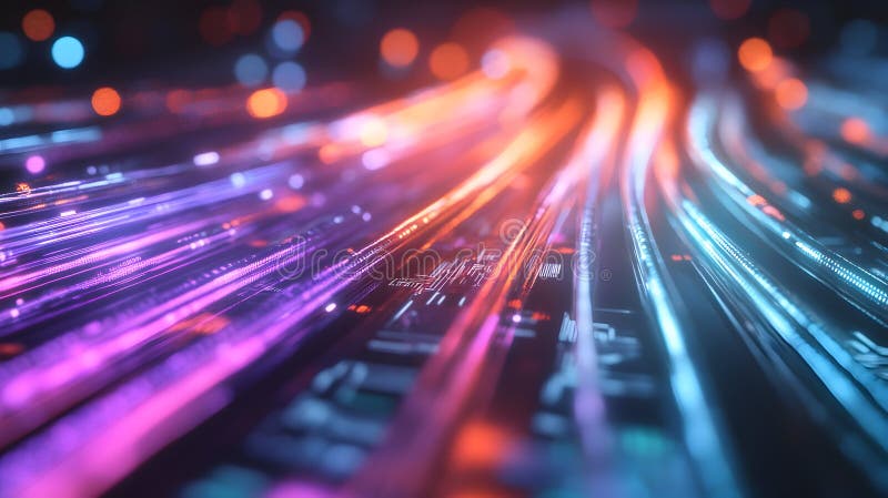 Futuristic Glowing Data Lines in Motion, Representing High-speed ...