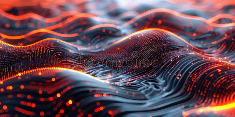 Futuristic Glowing Data Waves with Dynamic Neon Lights and Abstract ...