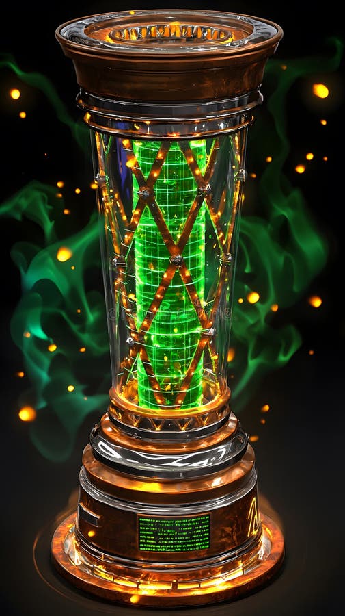 Futuristic Glowing Device with Green Energy Core Stock Illustration ...