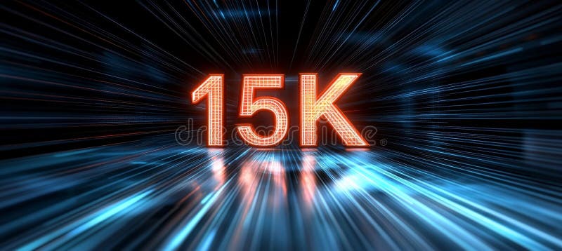 Futuristic Glowing Digital Big 3D Number 15K Render Illustration in ...