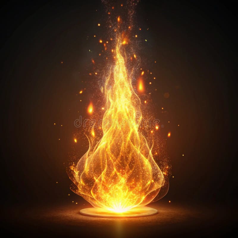 Glowing Digital Flame with Animated Light Particles Stock Illustration ...