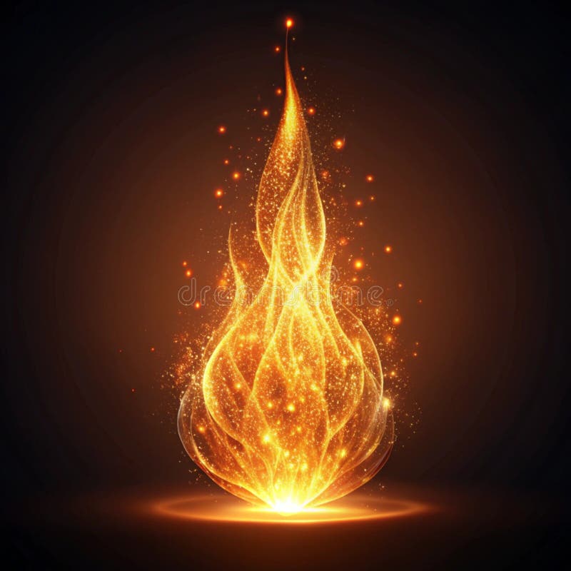 Glowing Digital Flame with Animated Light Particles Stock Illustration ...