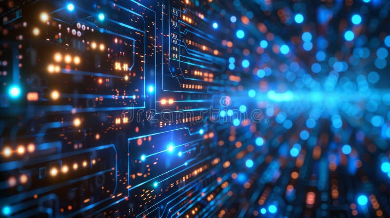 Futuristic Glowing Digital Network with Advanced Technology Lights in a ...