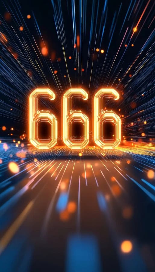 Futuristic Glowing Digital Number 666 on Abstract Background, 666 ...