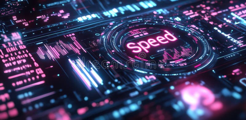 Futuristic Glowing Digital Speedometer Representing Speed Technology ...