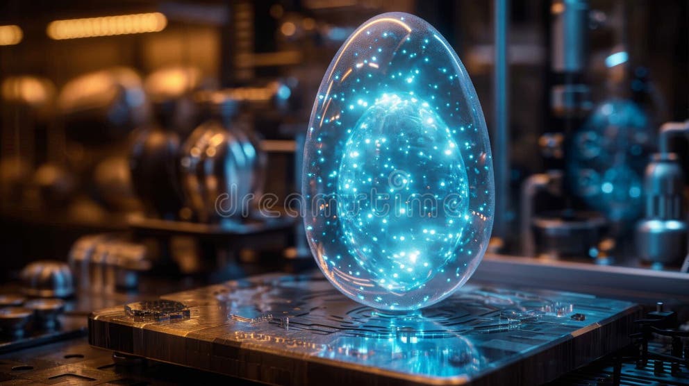 Futuristic Glowing Easter Egg in High-Tech Laboratory Setting Stock ...