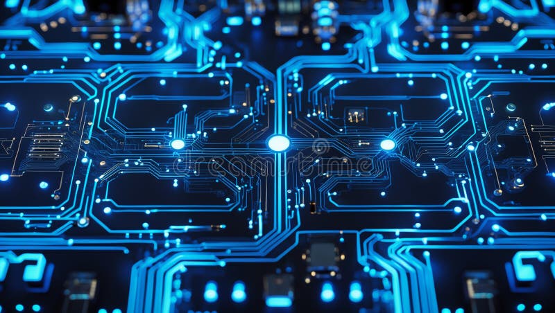 Futuristic Glowing Electronic Circuit Board Depicting Advanced ...