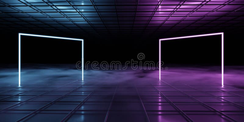Futuristic Glowing Frames in Dark Atmosphere Stock Illustration ...