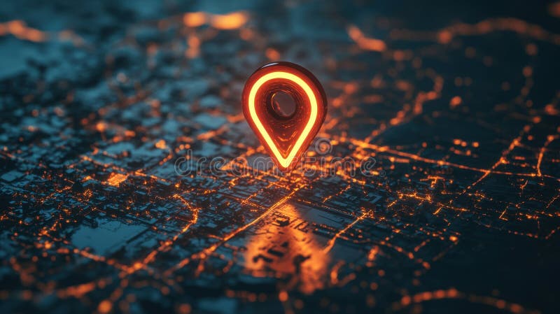 Futuristic Glowing GPS Location Icon on a Map Symbolizing Advanced ...