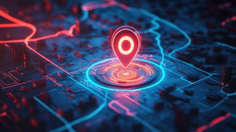 Futuristic Glowing GPS Location Icon on a Map Symbolizing Advanced ...