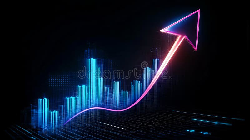 A Futuristic Glowing Graph Featuring an Upward Arrow Symbolizing Growth ...