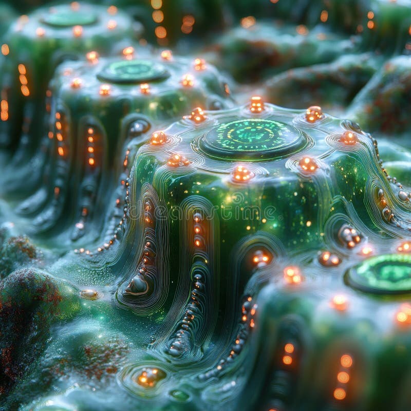 Futuristic Glowing Green Structures in Sci-fi Setting Stock Photo ...