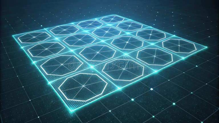 Futuristic Glowing Grid of Octagons Representing Advanced Technology ...