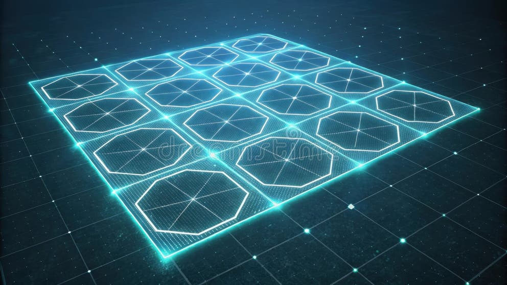 Futuristic Glowing Grid of Octagons Representing Advanced Technology ...