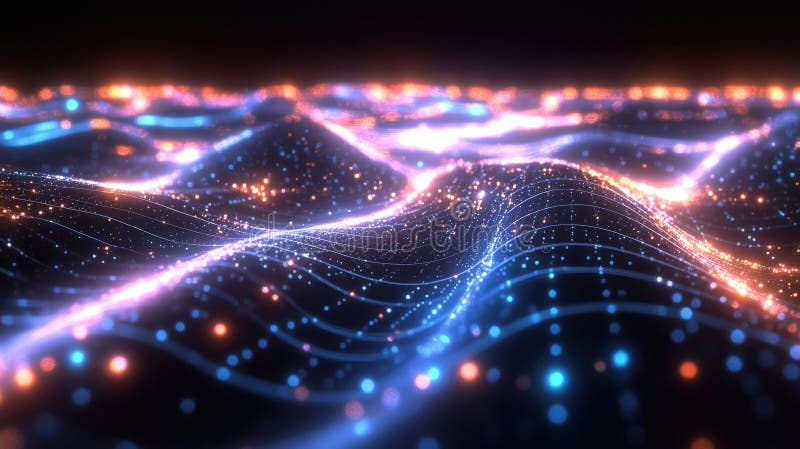 Futuristic Glowing Grid Pattern in Neon Blue, Pink for Holographic 80s ...