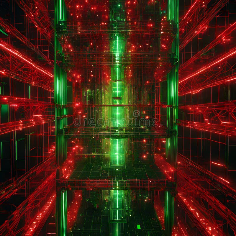 Neon Grid Matrix: Futuristic Sci-Fi Light Network Stock Photo - Image ...