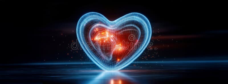 Futuristic Glowing Heart: Digital Love in a High-Tech Design Display ...