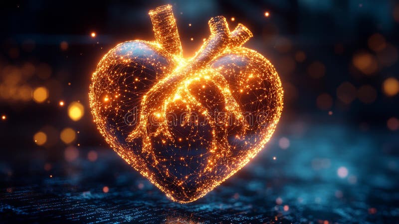 Futuristic Glowing Heart Shape - Generative Ai Stock Illustration - Illustration of light, neon ...
