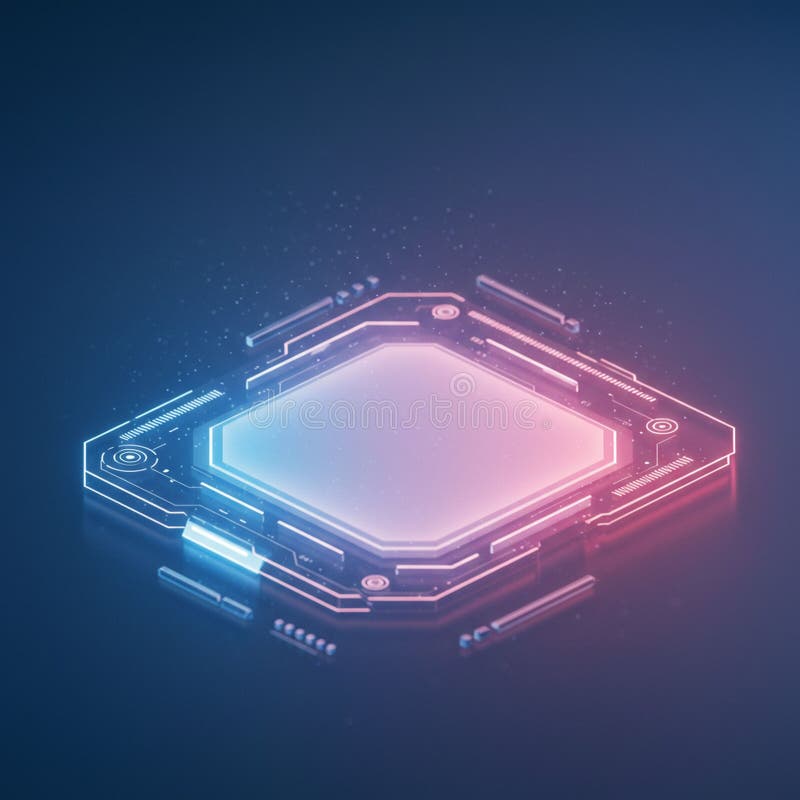 Futuristic, Glowing Hexagonal Chip Design with a Neon-blue and Pink ...