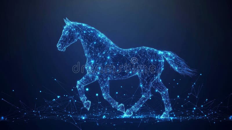 Futuristic Glowing Horse, Digital Technology and Innovation Connection ...